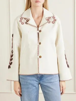 Alix Of Bohemia Western Cactus Embroidered Silk Jacket