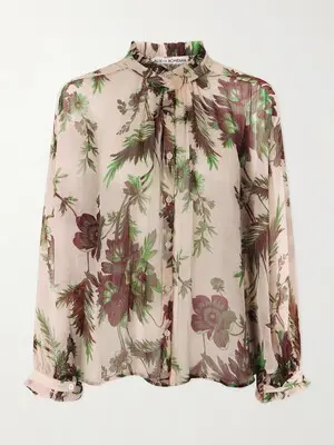 Alix Of Bohemia Poet Floral-print Chiffon Blouse - Neutrals