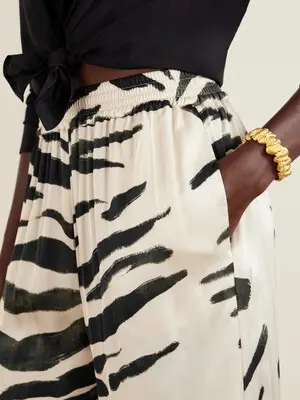 ANDRES OTALORA Tamu Mia Printed Satin Wide-leg Pants
