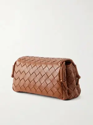 Bottega Veneta Notturno Intrecciato Leather Shoulder Bag - Brown