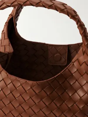 Bottega Veneta Campana Large Intrecciato Leather Shoulder Bag - Brown