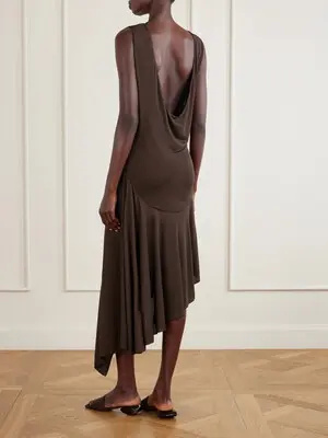 Alaïa Asymmetric Jersey-crepe Midi Dress