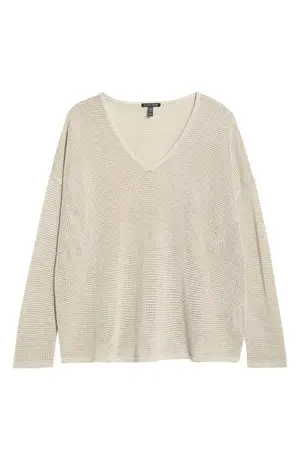 Eileen Fisher V-neck Open Knit Sweater