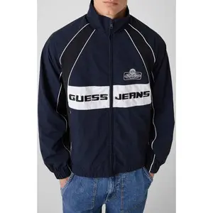 Guess Nylon Track Jacket With Contrast Piping And Logo Detailing