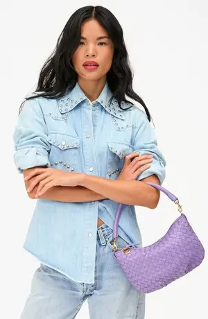 Clare V. Petit Moyen Woven Leather Messenger Bag