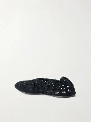 Alaïa Vienne Perforated Suede Ballet Flats - Black