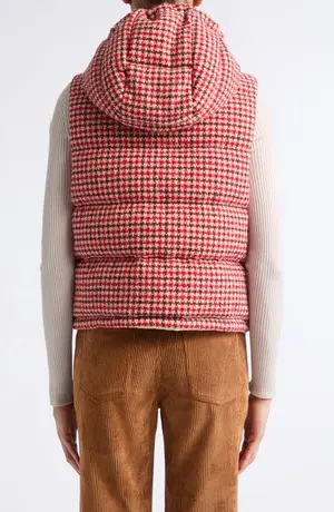 Moncler Wool-blend Down Puffer Vest With Removable Hood - Check Print