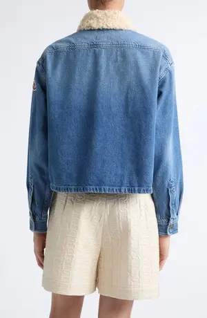Moncler Faux Shearling Collar Denim Jacket