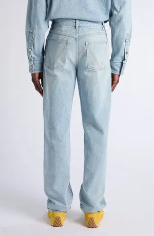 Bottega Veneta Wide Leg Sky Bleached Denim Jeans