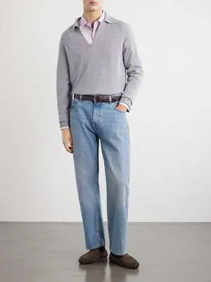 LARDINI Wool And Cashmere-blend Polo Shirt