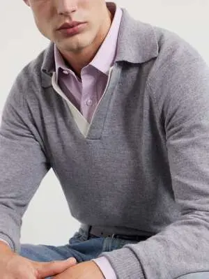 LARDINI Wool And Cashmere-blend Polo Shirt
