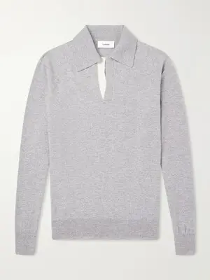 LARDINI Wool And Cashmere-blend Polo Shirt - Gray