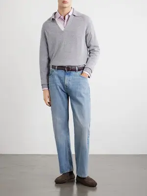 LARDINI Wool And Cashmere-blend Polo Shirt
