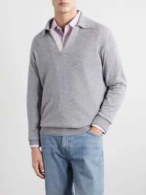 LARDINI Wool And Cashmere-blend Polo Shirt