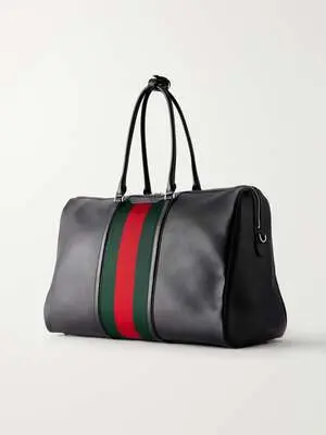 Gucci Web-trimmed Leather Tote Bag