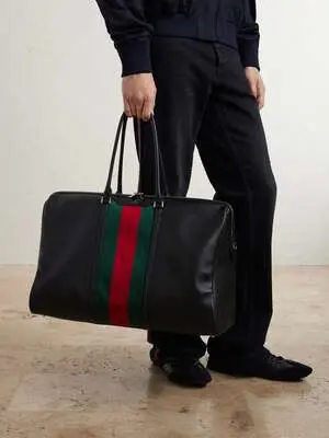 Gucci Web-trimmed Leather Tote Bag