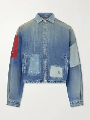 Kapital Distressed Patchwork Denim Jacket - Blue
