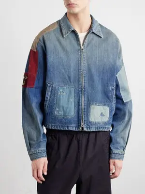 Kapital Distressed Patchwork Denim Jacket