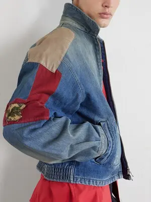 Kapital Distressed Patchwork Denim Jacket