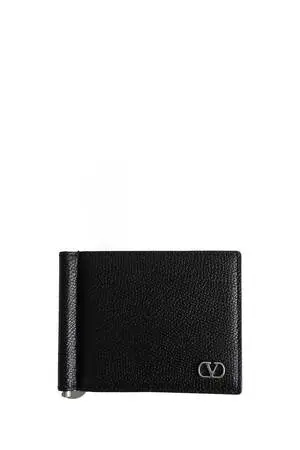 Valentino Garavani Vlogo Grainy Leather Wallet - Black