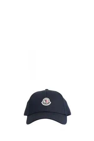 Moncler Moncler Cotton Gabardine Baseball Cap Blue