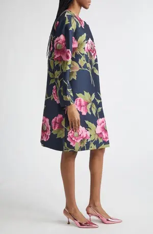 Carolina Herrera Peony Jacquard Cocoon Coat