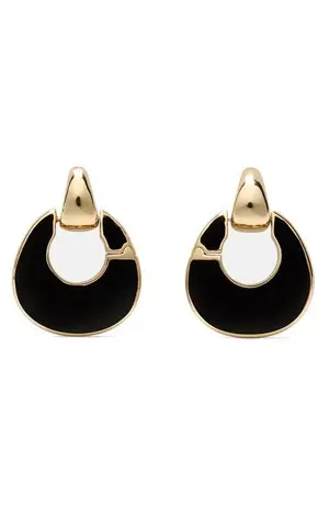 Kate Spade New York Enamel Drop Hoop Earrings - Black