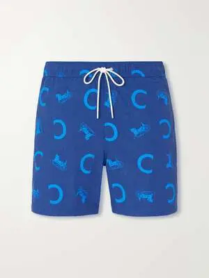 Celine Straight-leg Mid-length Printed Swim Shorts - Blue
