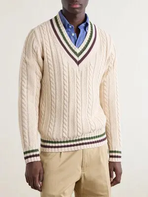 DRAKE'S Cricket Knitted Cotton And Cashmere-blend Sweater