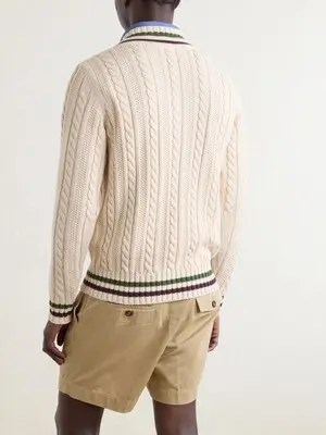 DRAKE'S Cricket Knitted Cotton And Cashmere-blend Sweater