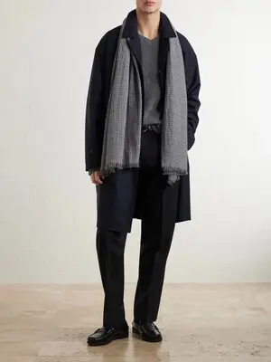 Canali Houndstooth Wool And Cashmere-blend Scarf