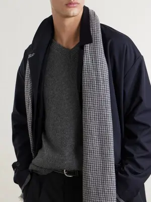 Canali Houndstooth Wool And Cashmere-blend Scarf