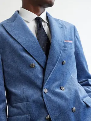Brunello Cucinelli Double-breasted Cotton-velvet Suit Jacket