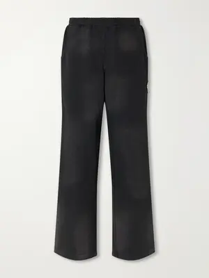 424 Straight-leg Distressed Striped Cotton-jersey Sweatpants - Black