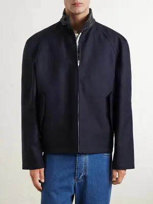 Bottega Veneta Leather-trimmed Cotton-gabardine Blouson Jacket