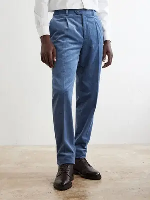 Brunello Cucinelli Straight-leg Pleated Cotton-velvet Suit Trousers