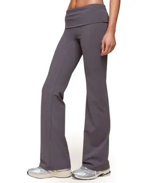 EDIKTED Oriane Foldover Flared Leggings - Gray