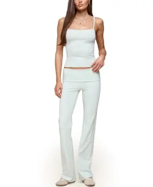 EDIKTED Oriane Foldover Flared Leggings - Mint