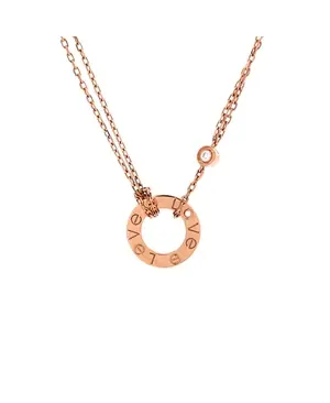 CARTIER 2 Diamonds Love Pendant Necklace 18k Rose Gold And Diamonds, 16 - Pink