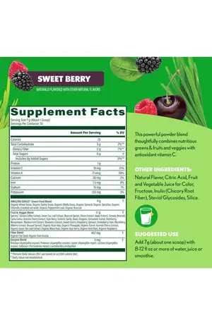 AMAZING GRASS Greens Blend Powder With Organic Spirulina, Beet Root, Elderberry, Bilberry