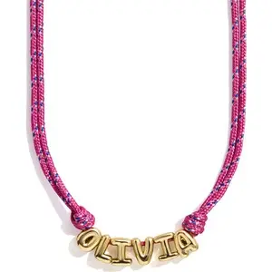 Baublebar Custom Bubble Letter Paracord Necklace - Pink