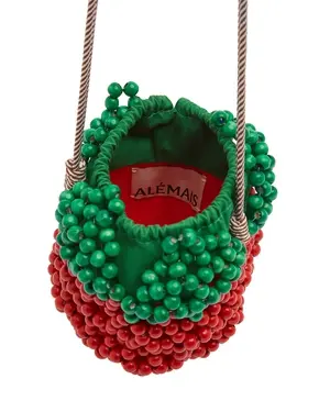 ALEMAIS Wood Bead Strawberry Mini Bag