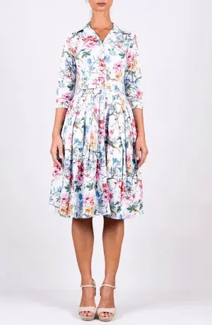 Samantha Sung Heart Manor Long Shirtdress - Multi