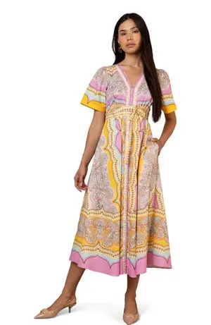 Hale Bob Eila Cotton Poplin Dress - Pink