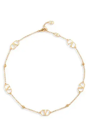 Valentino Garavani Vlogo Signature Station Necklace - Gold