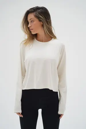Lna Ava Spandex Jersey Long Sleeve Crewneck