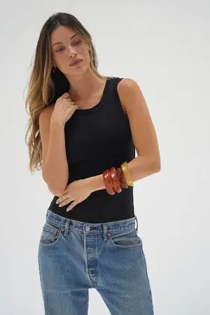 Lna Double Layer Ribbed Tank Top - Heather Grey