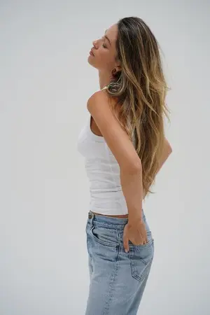Lna Double Layer Ribbed Tank Top - White