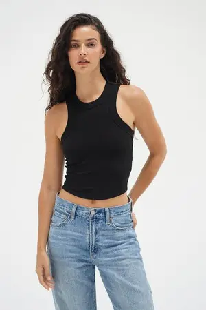 Lna Detra Ribbed Racerback Tank - Black