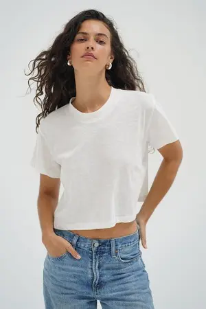 Lna Ava Cotton Tee - White